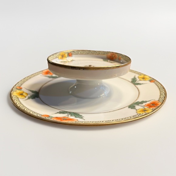 Dining | Nippon Decorative Dish 2 Layer Handpainted Poppy Flowers And ...